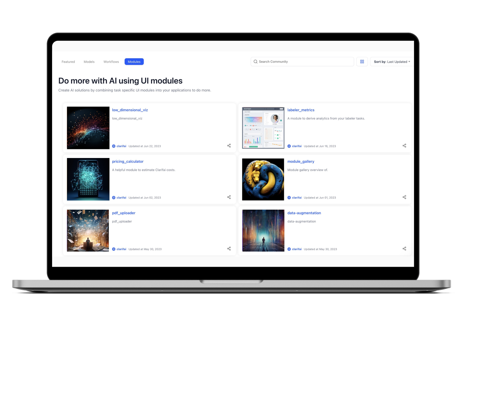 Modules - reusable web apps for any AI task | Clarifai