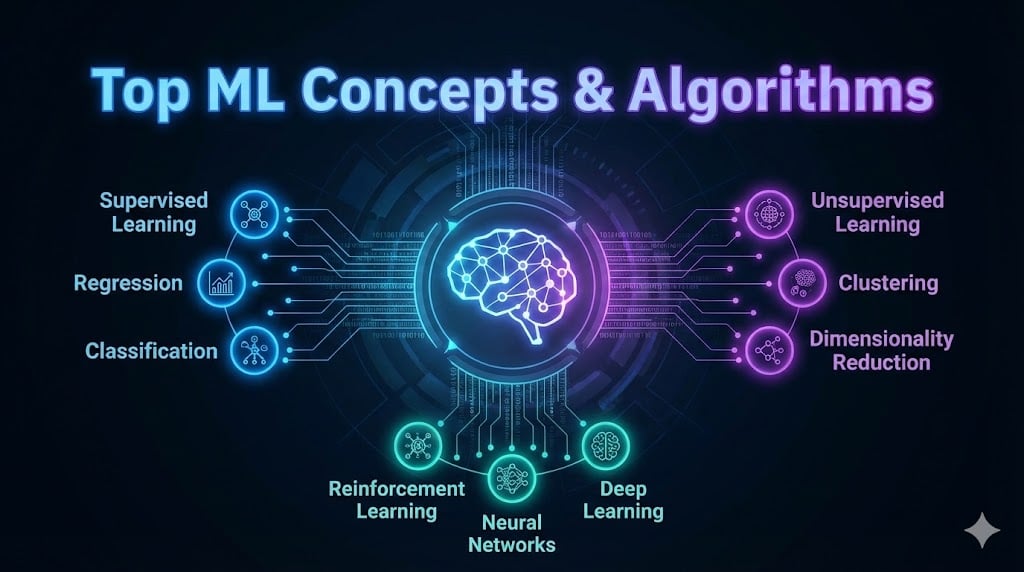 Machine Learning Concepts & Algorithms: Core Principles & Trends
